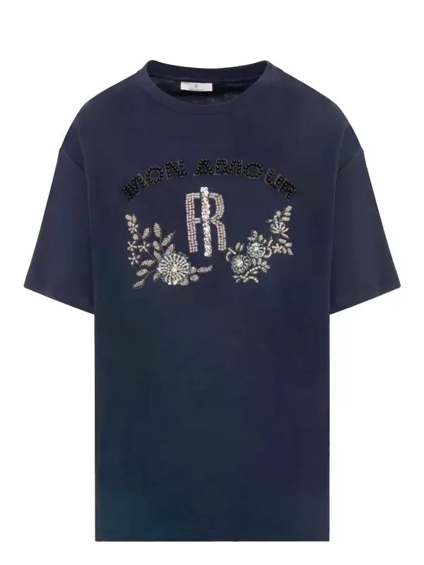 FRACOMINA Embellished Logo-patch T-shirt - Blue