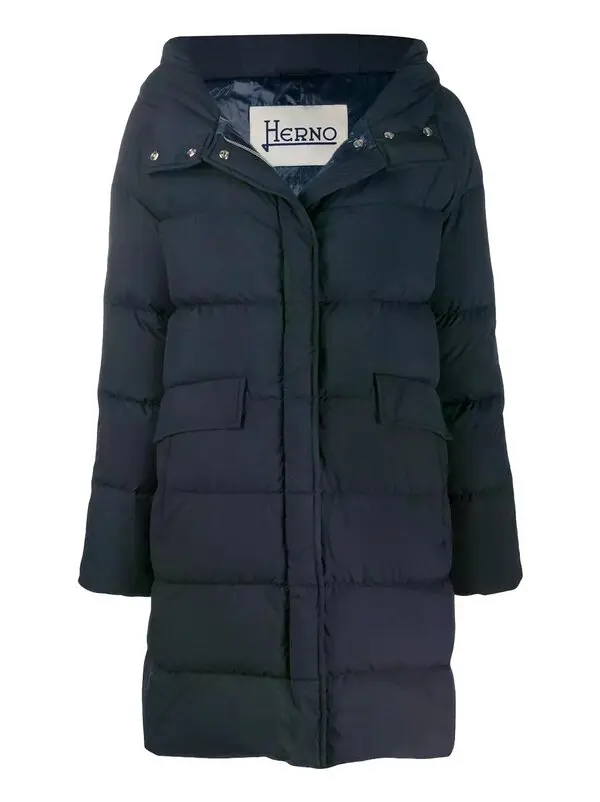 Herno Quilted Hooded Down Coat - Blue