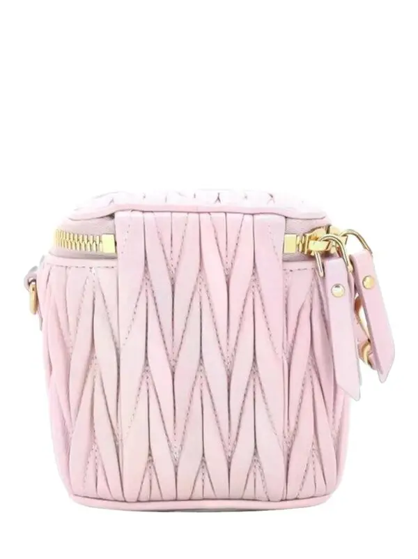 Miu Miu Matelassé Leather Micro Vanity Case Crossbody Bag - Pink