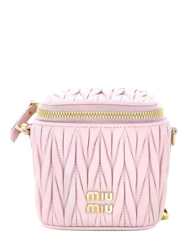 Miu Miu Matelassé Leather Micro Vanity Case Crossbody Bag - Pink