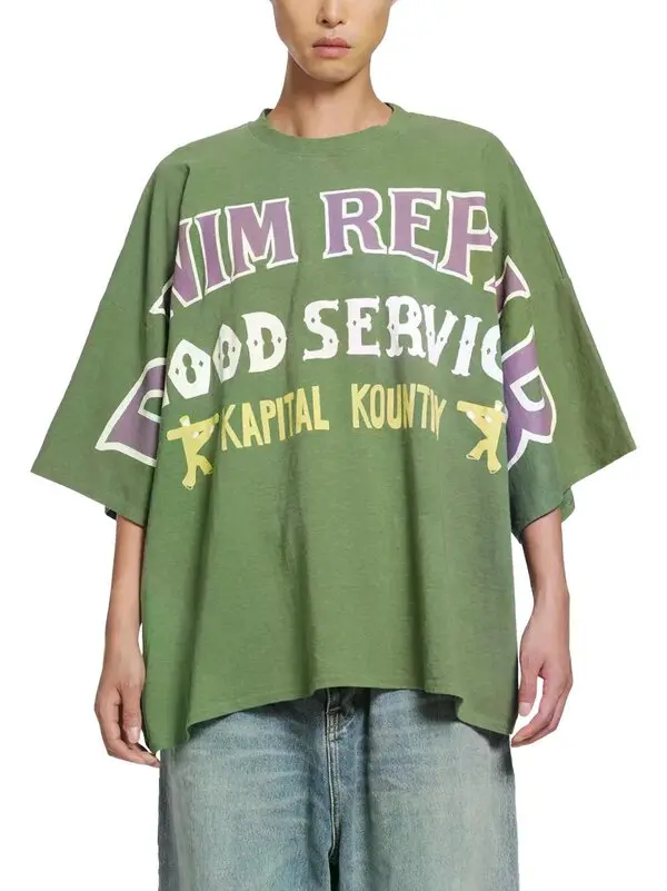 Kapital Huge-t Slogan-print T-shirt - Green