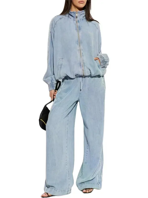 GESTUZ Side-stripe Denim Jacket - Blue