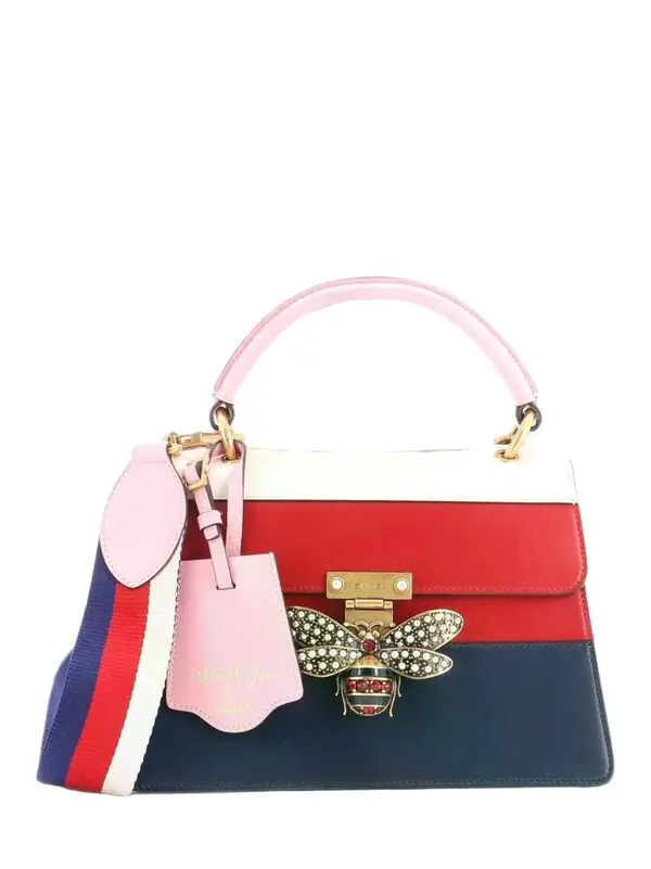 Gucci Queen Margaret Top Handle Bag Colorblock Leather Small Satchel - Blue