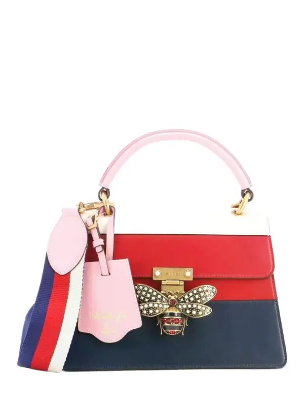 Gucci Queen Margaret Top Handle Bag Colorblock Leather Small Satchel - Blue