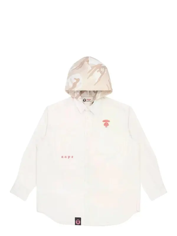 AAPE BY *A BATHING APE Moonface Embroidered Hooded Shirt - White