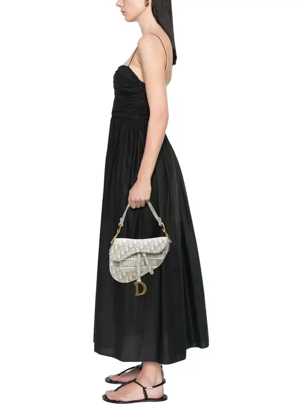 Dior Oblique Embroidered Canvas Saddle Shoulder Bag - Grey
