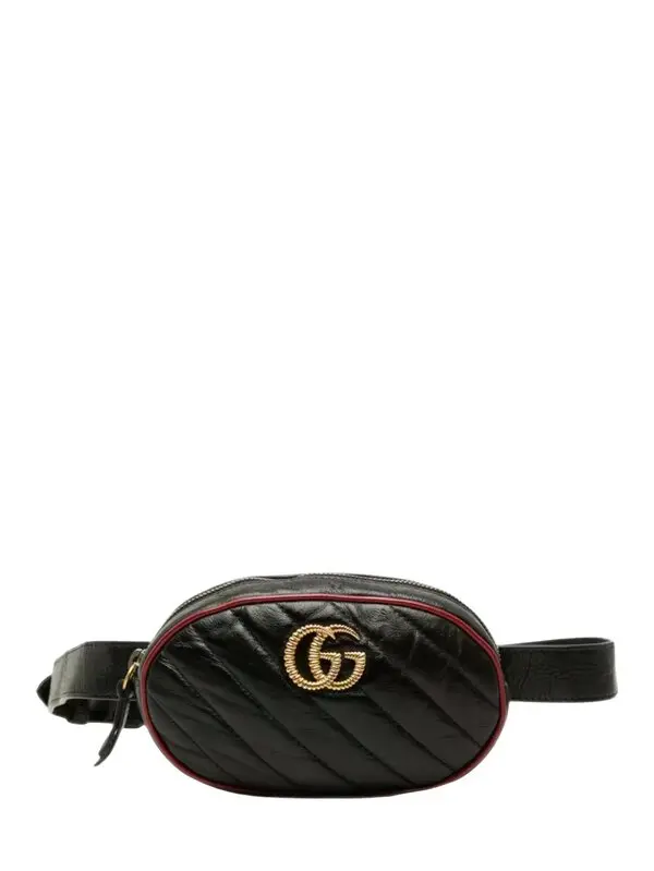 Gucci Gg Marmont Matelassé Calfskin Belt Bag - Black