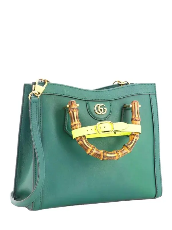 Gucci Diana Nm Bamboo Handle Leather Small Tote Bag - Green
