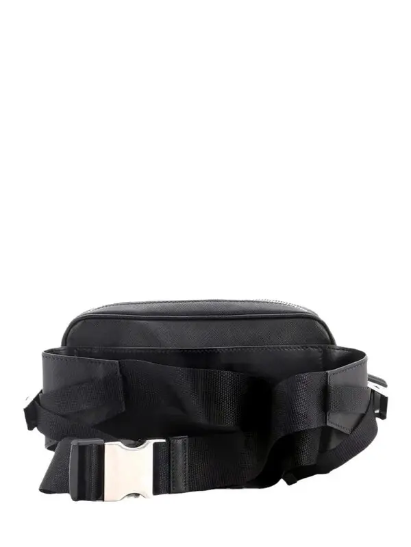 Prada Saffiano Leather Logo Waist Bag - Black