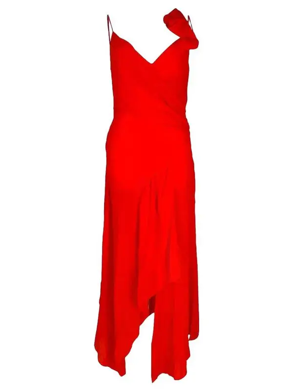 Diane Von Furstenberg V-neck Ruffled Asymmetric Wrap Dress - Red