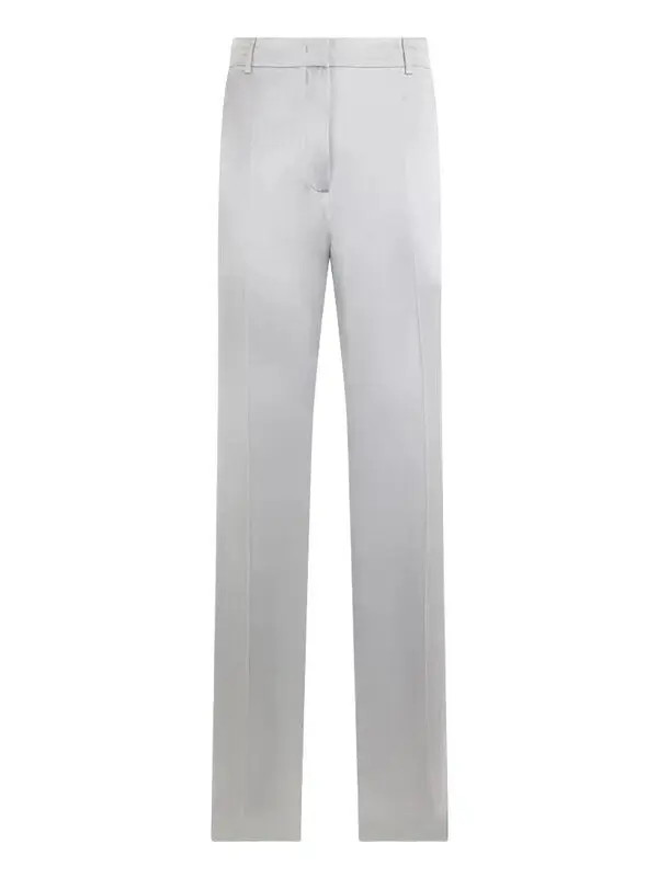 Alberta Ferretti Slim-fit Silk Satin Trousers - Grey