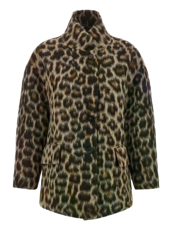 Alberto Biani Animal Print Brushed Finish Coat - Neutrals