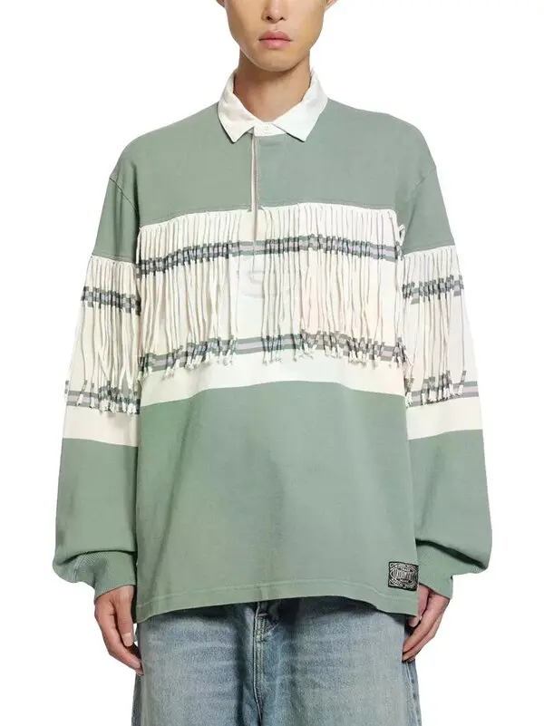 Kapital Fringed Panelled Rugby Polo Shirt - Green