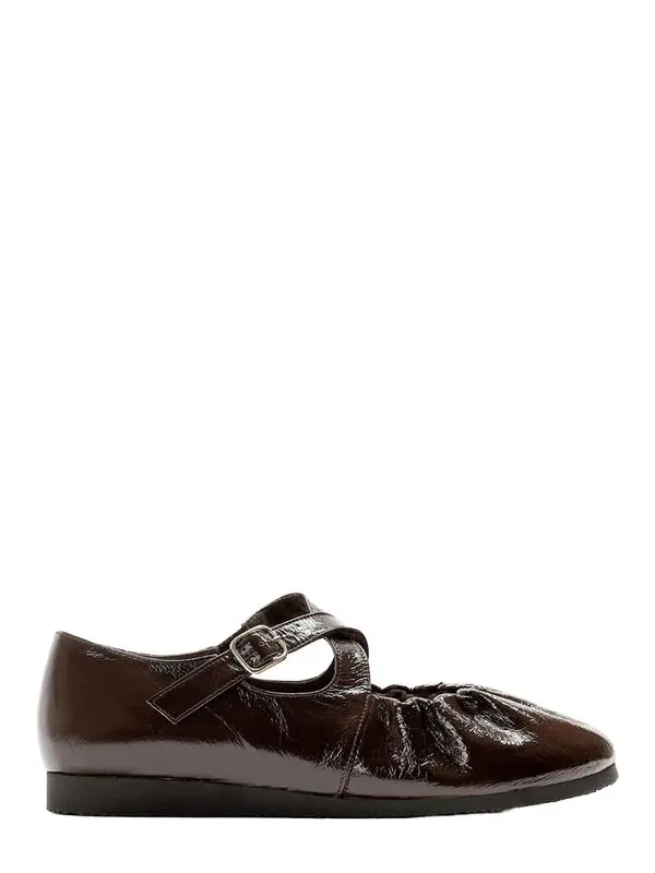NAGUISA Bec Ballet Flat With Criss-cross Straps And Buckle Fastening - Brown