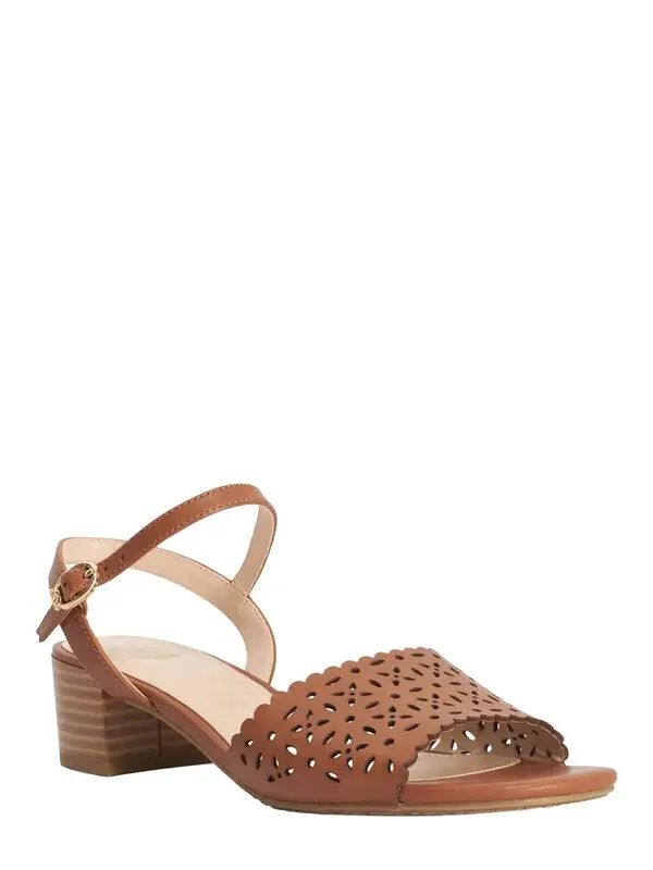 Dune London Josephina Laser-cut Leather Block Heel Sandals - Tan