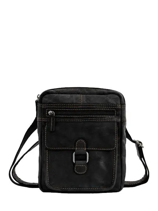 JACK GEORGES Voyager Slim Crossbody Bag - Black