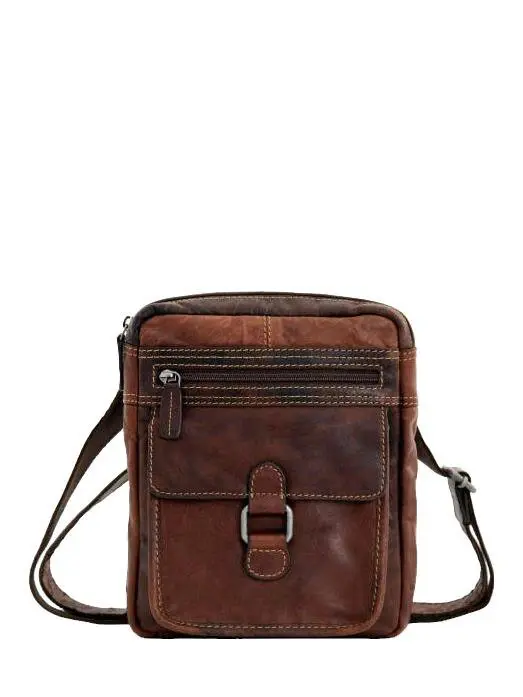 JACK GEORGES Voyager Slim Crossbody Bag - Brown