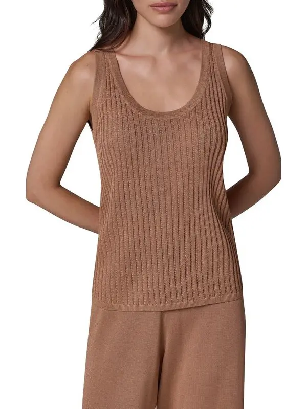 Donna Karan New York Ribbed Sweater Tank - Camel