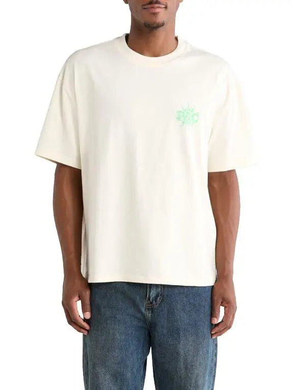 PACSUN Logo Cotton Graphic T-shirt - Cream