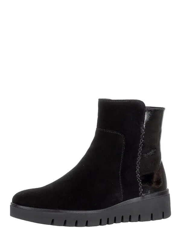 Gabor Sally Leather Wedge Bootie - Black