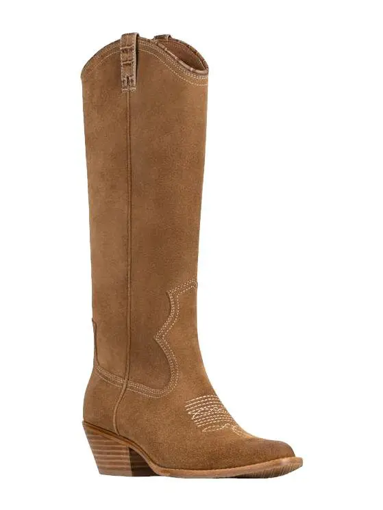 DONALD PLINER Tahlia Knee-high Leather Western Boots - Saddle