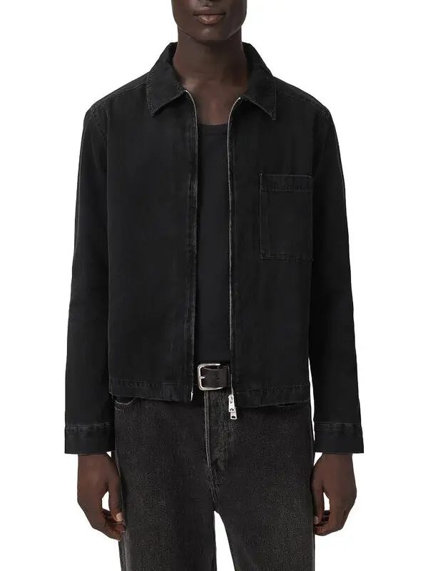 ALLSAINTS Dolwen Cotton Zip Shirt Jacket - Orca Black