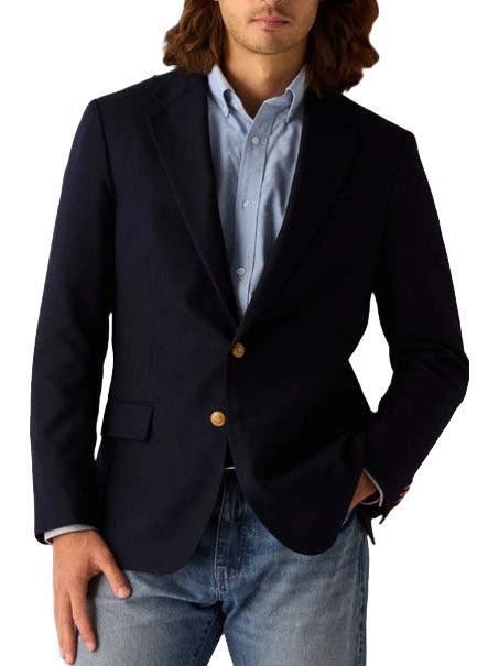 Robert Talbott Booth Single Breasted Brushed Wool Blazer - Navy