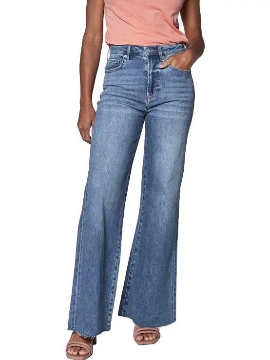 DEAR JOHN Fiona High Waist Raw Hem Wide Leg Jeans - Natal