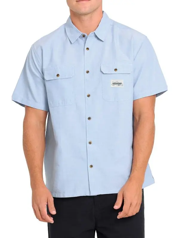 BILLABONG Bad Dog Short Sleeve Button-up Shirt - Blue Fog