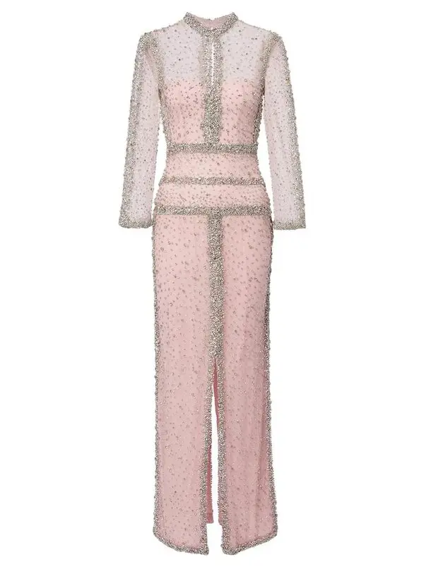 Costarellos Belina Embellished Tulle Gown - Pink