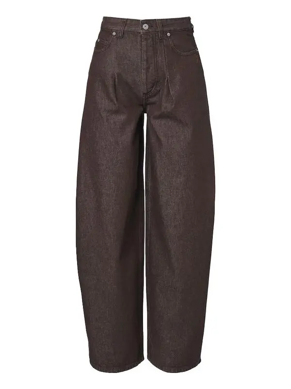 Jacquemus Ovalo Barrel-leg Jeans In Vinyl Continental Grain Bovine - Brown