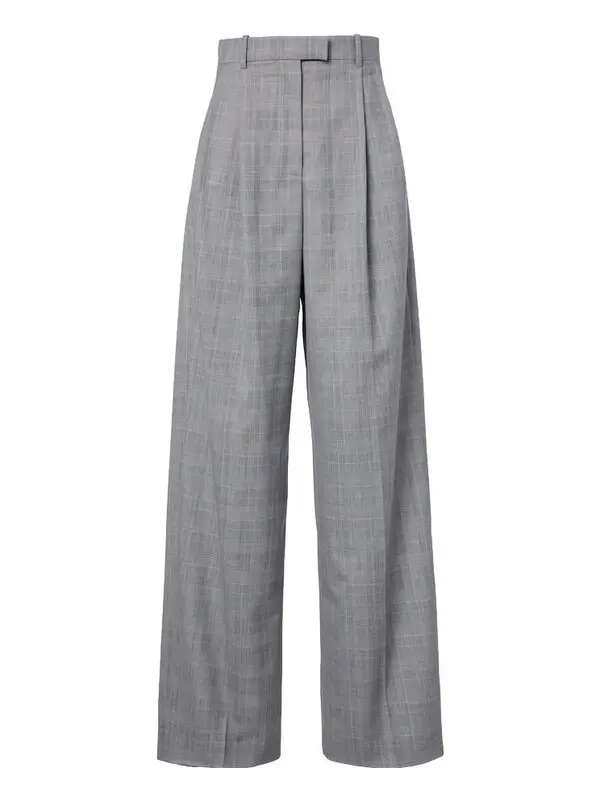Givenchy Checked Wool Wide-leg Pants - Grey