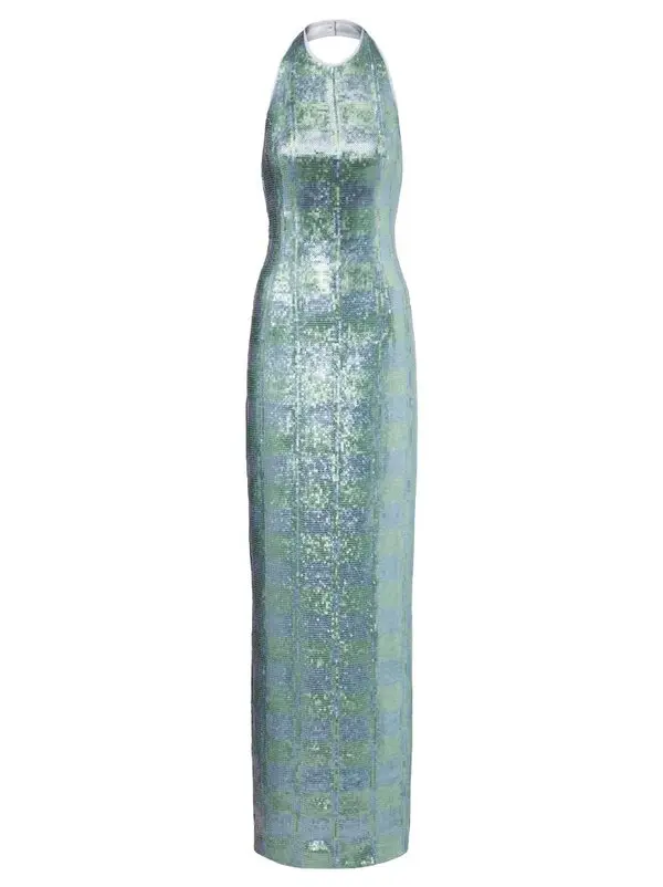 MARKARIAN Nerine Gingham Sequined Gown - Blue