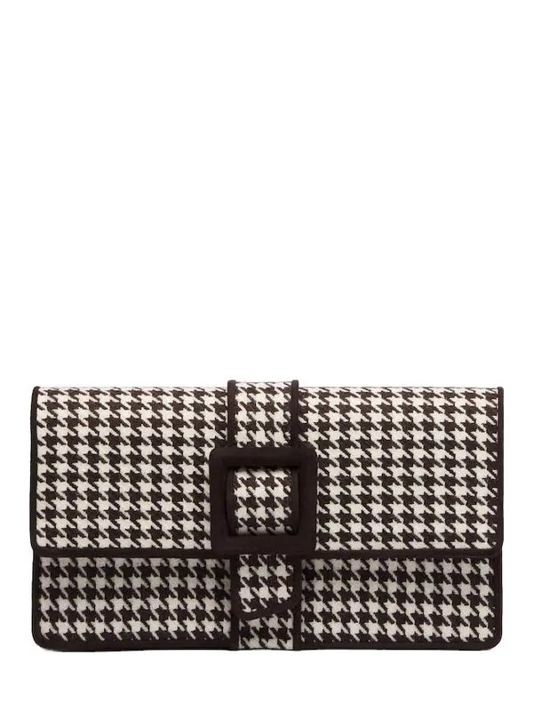 Manolo Blahnik Maycap Houndstooth Clutch - Brown
