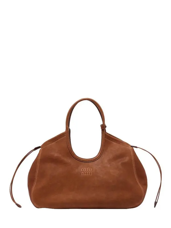 Miu Miu Ivy Leather Tote Bag - Brown