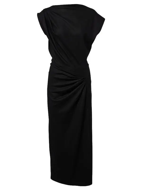 MARANT ETOILE Draped Jersey Midi Dress - Black