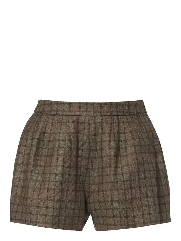 BLAZÉ MILANO Tailored Checked Wool And Cashmere Shorts - Green