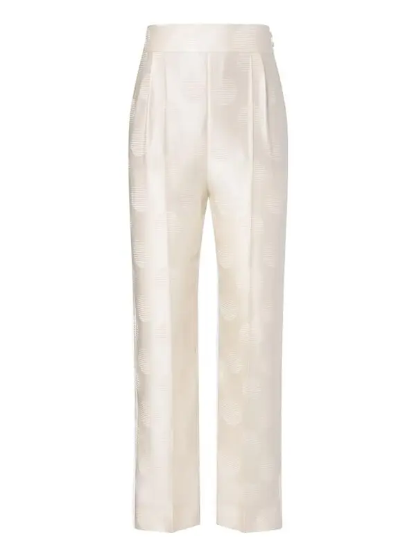 Valentino Garavani Polka-dot Silk Jacquard Slim Pants - White