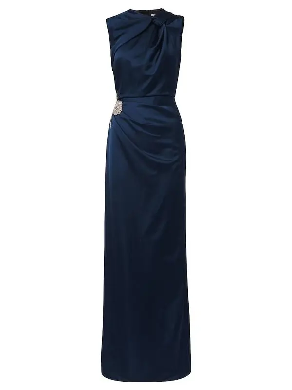 Erdem Embellished Satin Gown - Blue