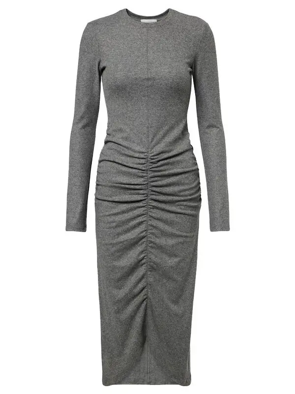 MARANT ETOILE Dyling Ruched Midi Dress - Grey