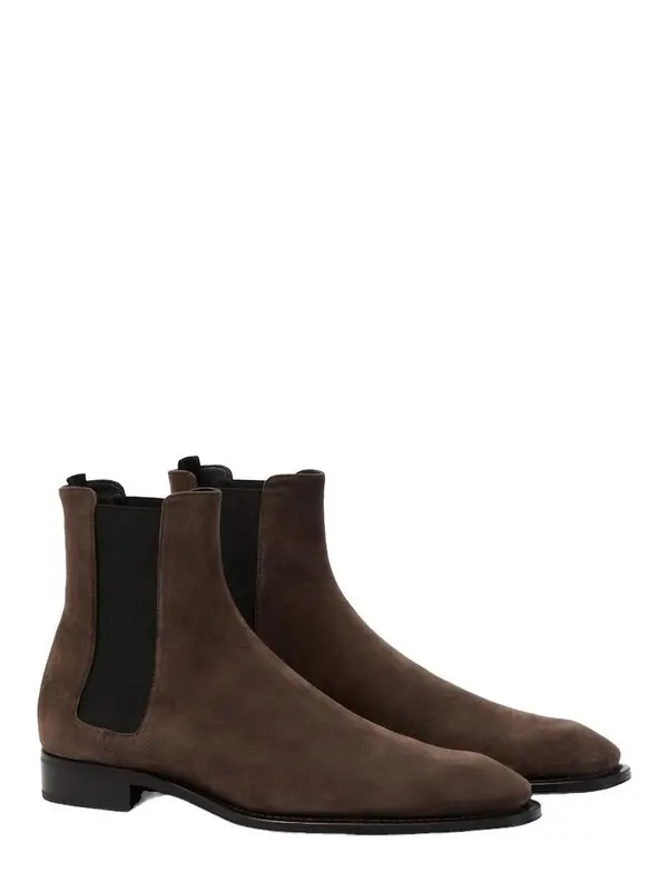 Saint Laurent Aurelien Suede Chelsea Boots - Brown
