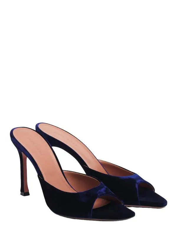 Amina Muaddi Alexa Velvet Mules - Blue