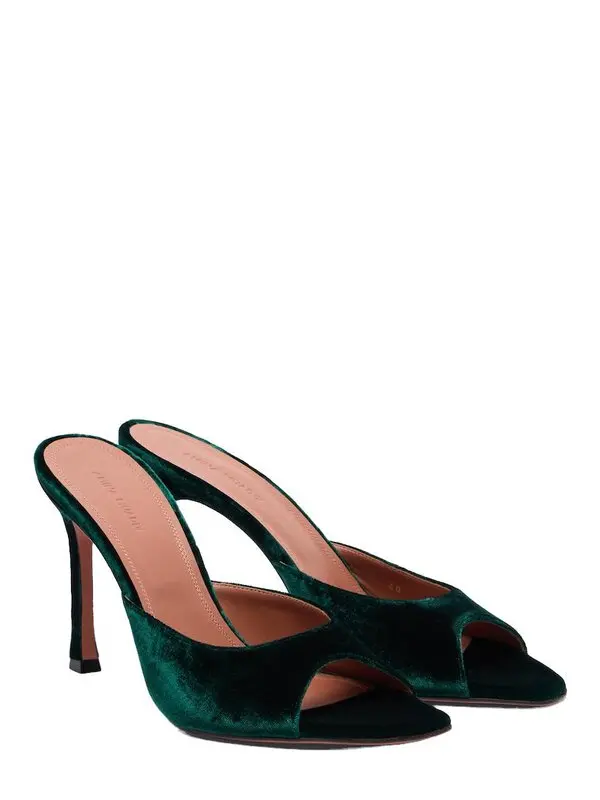 Amina Muaddi Alexa Velvet Mules - Green