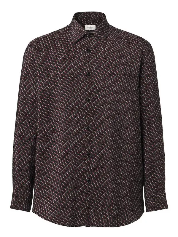 Saint Laurent Cassandre Printed Silk Shirt - Black