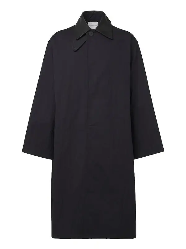 Studio Nicholson Revere Leather-trimmed Cotton-blend Trench Coat - Blue