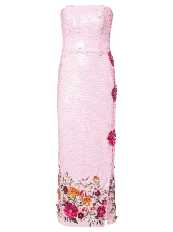Costarellos Harlee Sequin Floral Appliqué Cocktail Dress - Pink
