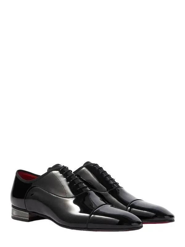 CHRISTIAN LOUBOUTIN Grego Patent Leather Lace-up Oxford Shoes - Black