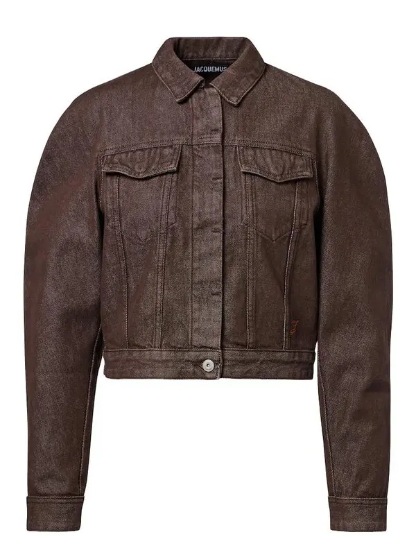 Jacquemus Ovalo Cropped Denim Jacket - Brown