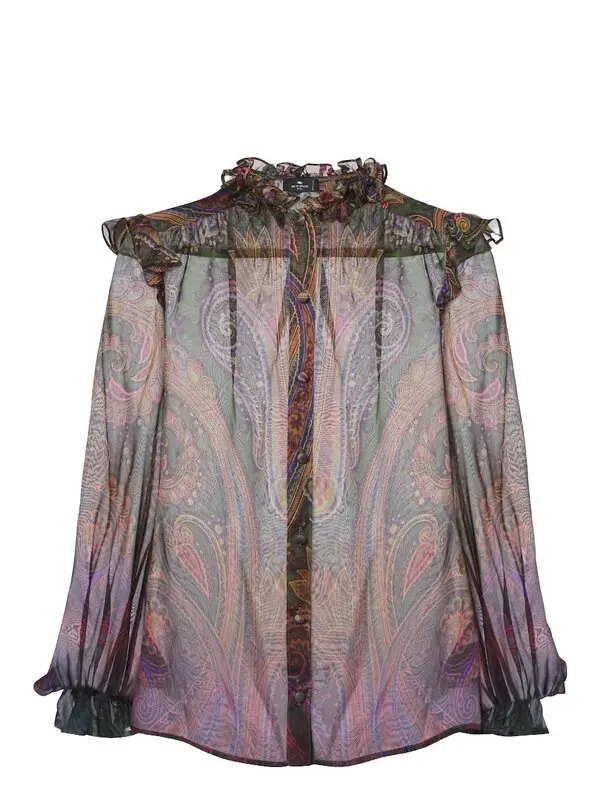 Etro Paisley Ruffled Silk Chiffon Shirt - Multicoloured
