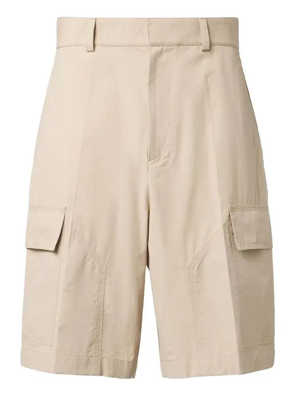 Bottega Veneta Cotton Twill Cargo Shorts In Stucco - Beige